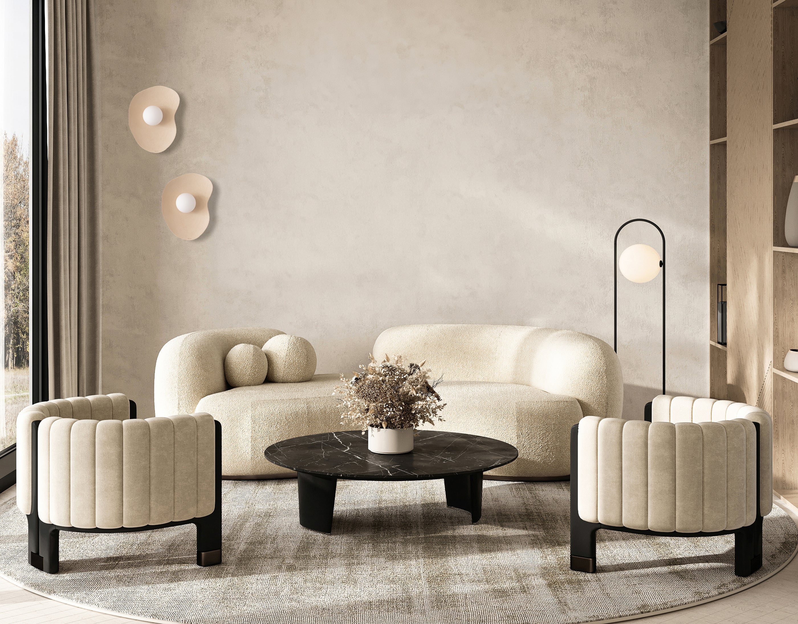 Japandi Beige Handmade Ceramic Wall Sconces, Wasabi Wall Lamp, Minimal ...